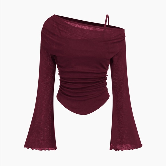 Cider | Tops | Cider Burgundy Offshoulder Top | Poshmark